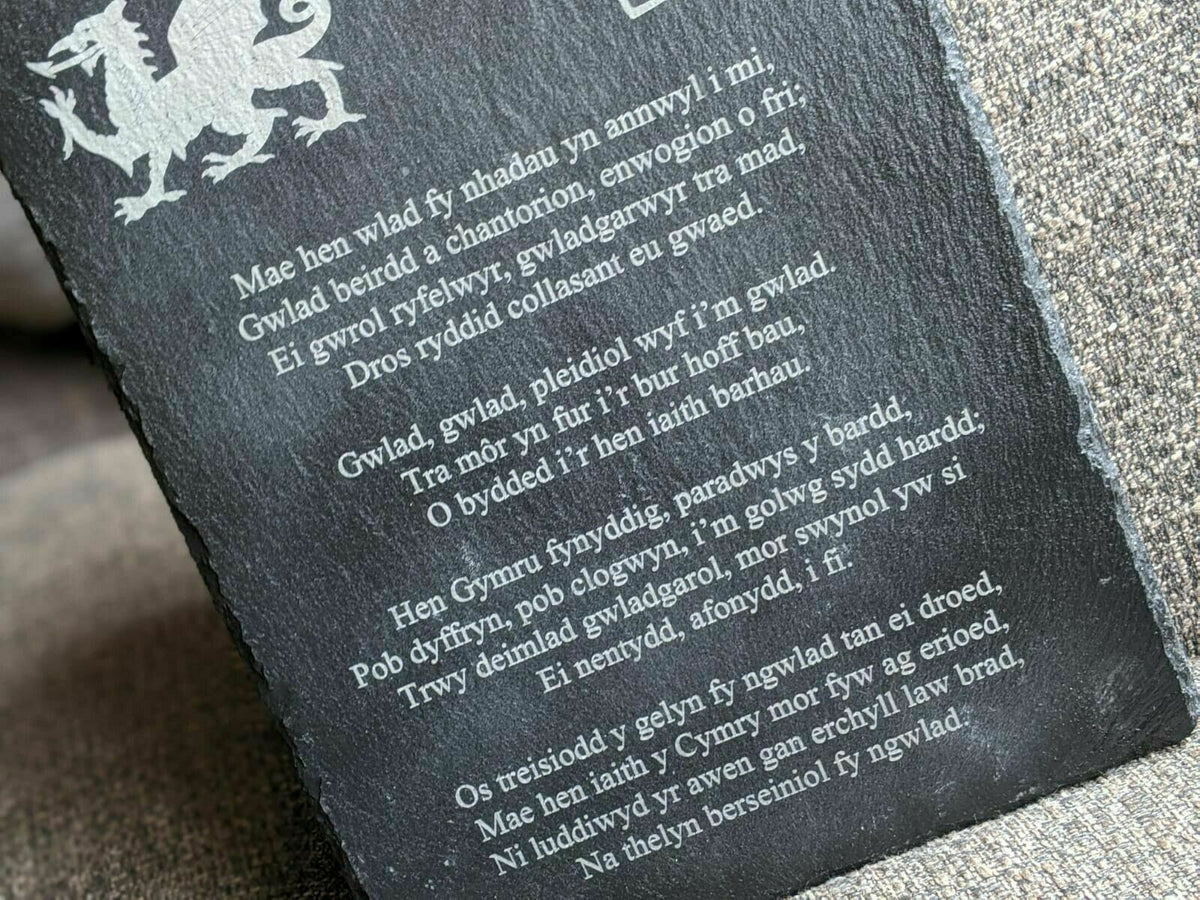 Wales Slate Plaque with Welsh National Anthem Daffodil Detail – JLL Designs