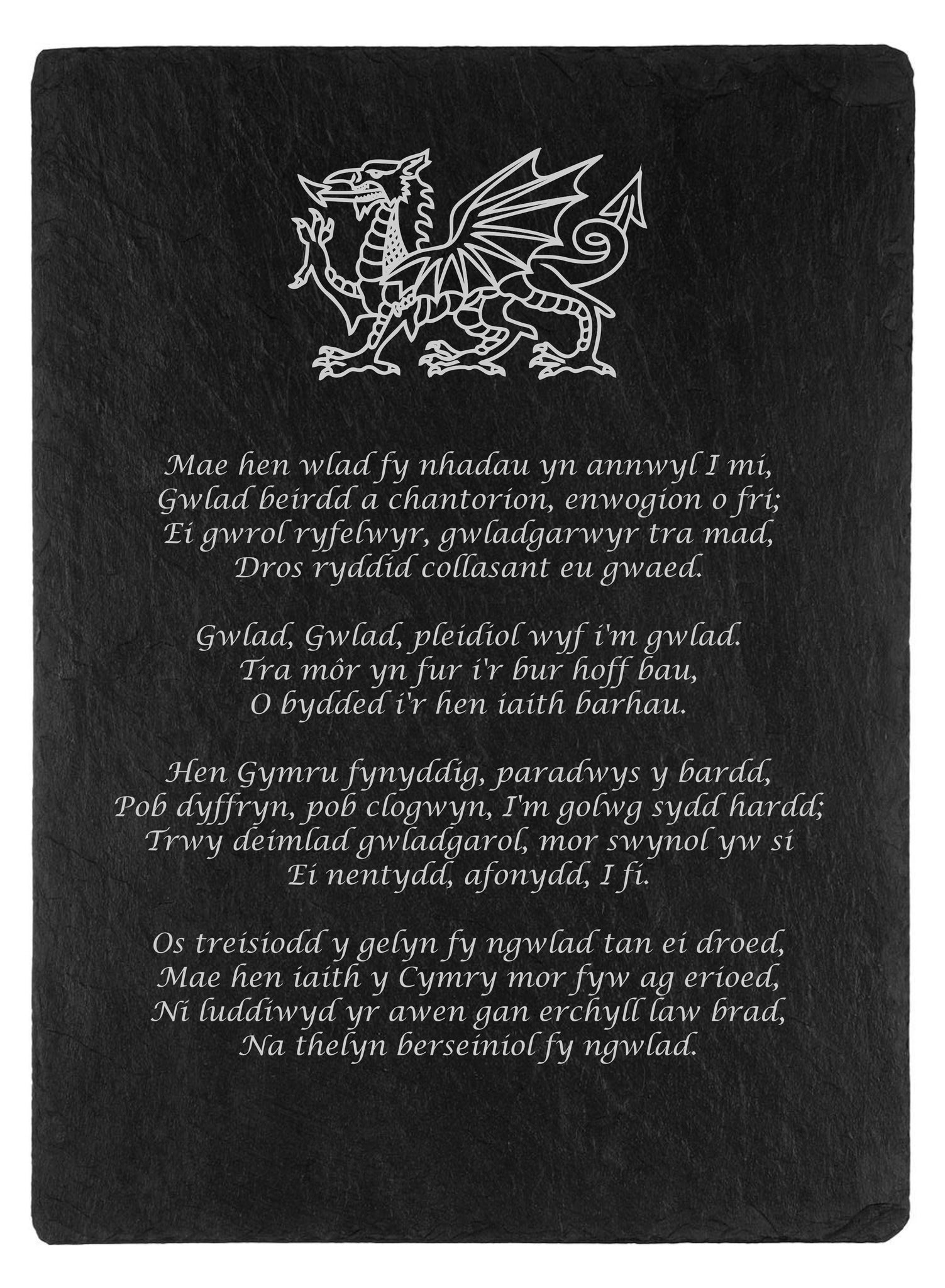 Wales Slate Plaque with Welsh National Anthem Dragon Detail – JLL Designs