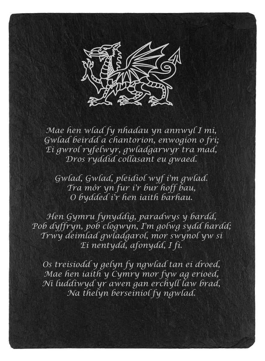 Wales Slate Plaque with Welsh National Anthem Dragon Detail – JLL Designs