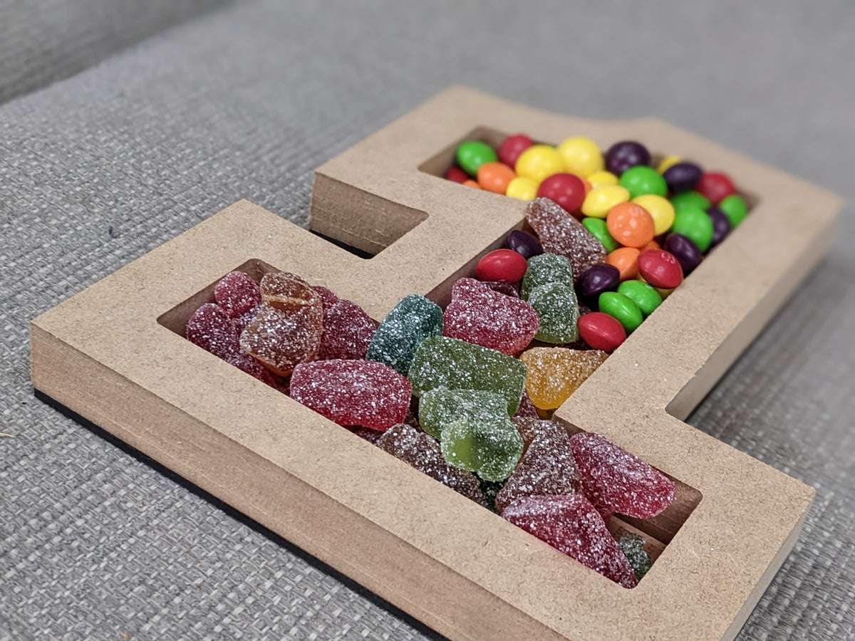 20cm Wooden Letter Initial Number - Tray Bowl Party Fillable Sweets Ch ...